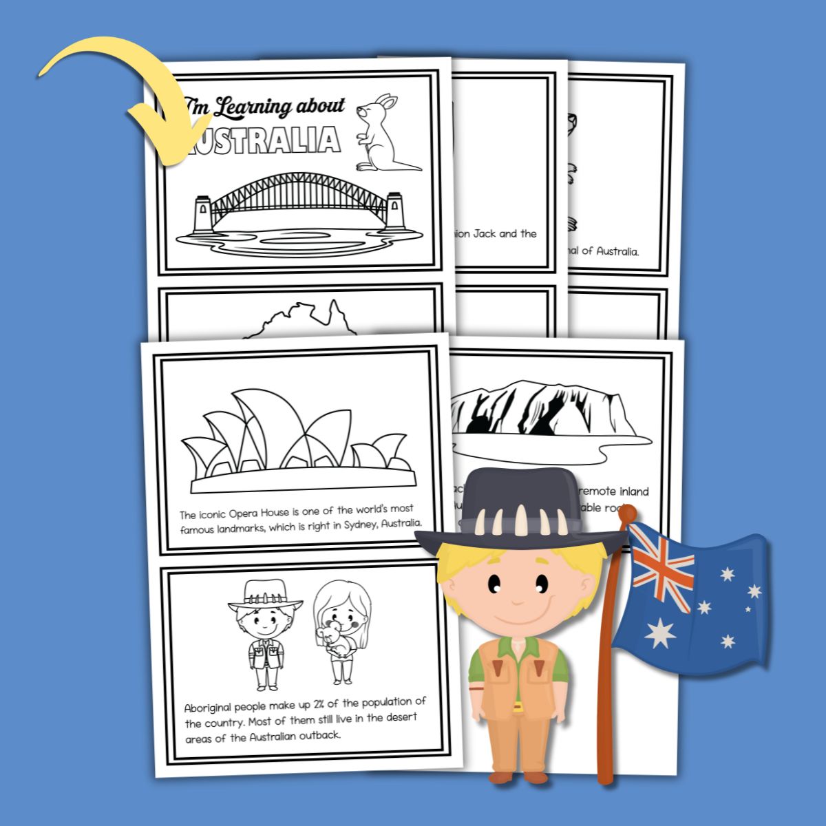 Free Australia Country Study Worksheets for Kids - A Toddler With a Pencil