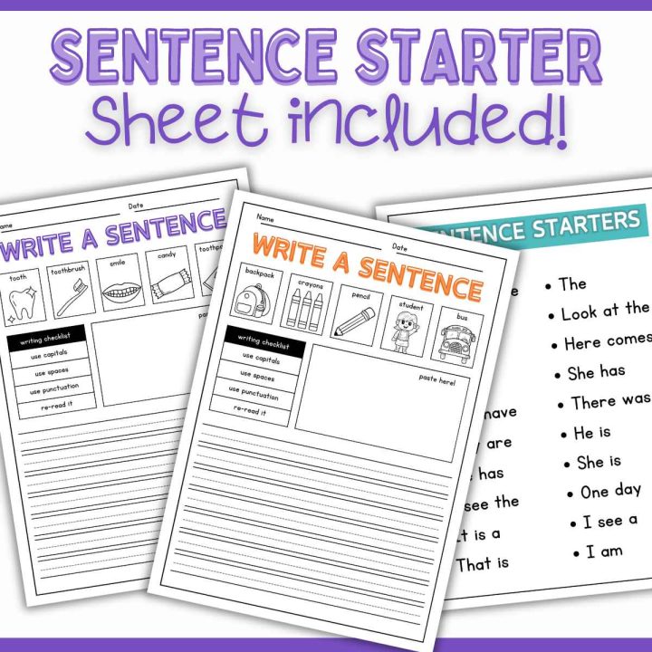 Picture Prompt Sentence Writing Worksheets - A Toddler With a Pencil