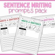 Picture Prompt Sentence Writing Worksheets - A Toddler With a Pencil