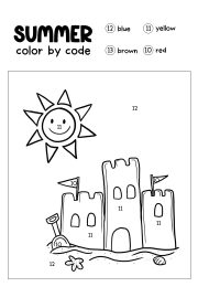 Summer Color by Code Coloring Pages - A Toddler With a Pencil