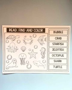 Read, Find & Color Ocean Animals - A Toddler With a Pencil