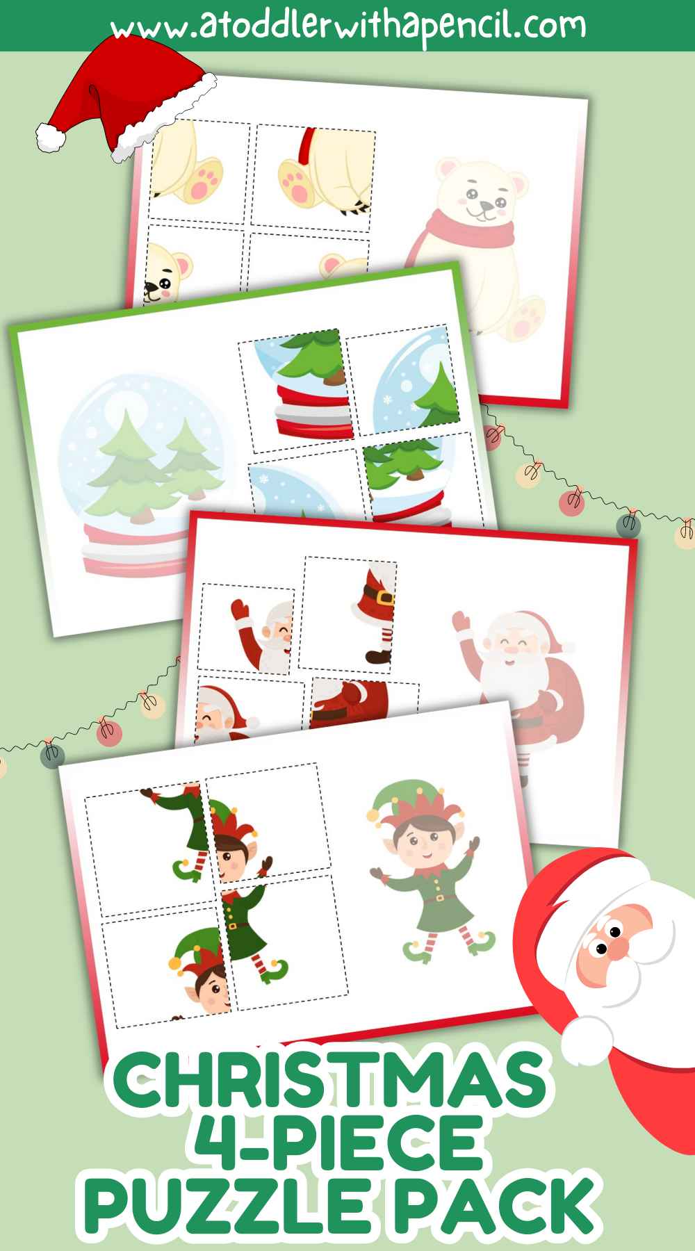 4-Piece Christmas Puzzles - A Toddler With a Pencil