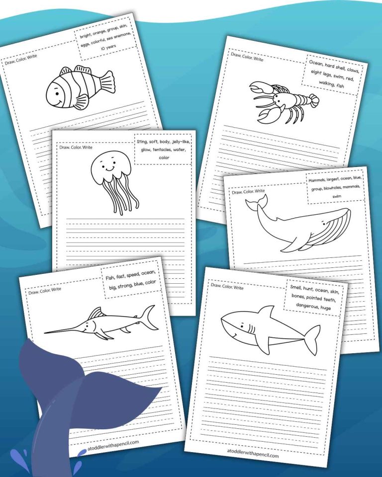 Ocean Animals Writing Practise - A Toddler With a Pencil