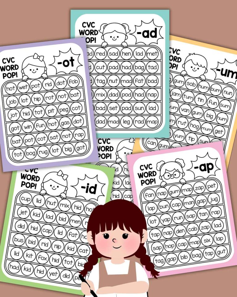 CVC Words Pop it Worksheets - A Toddler With a Pencil