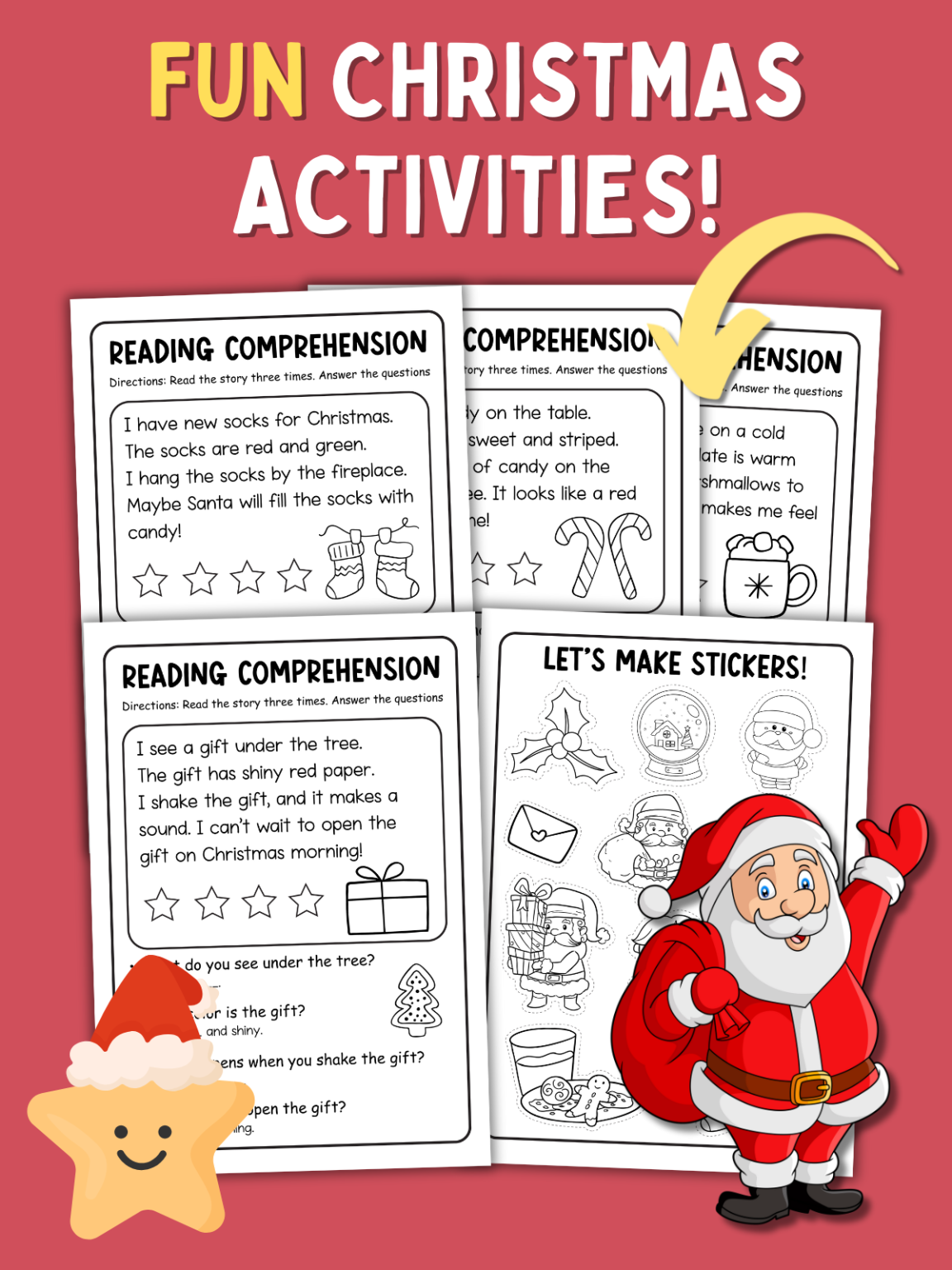 Free Christmas Reading Comprehension Worksheets for Kids - A Toddler ...