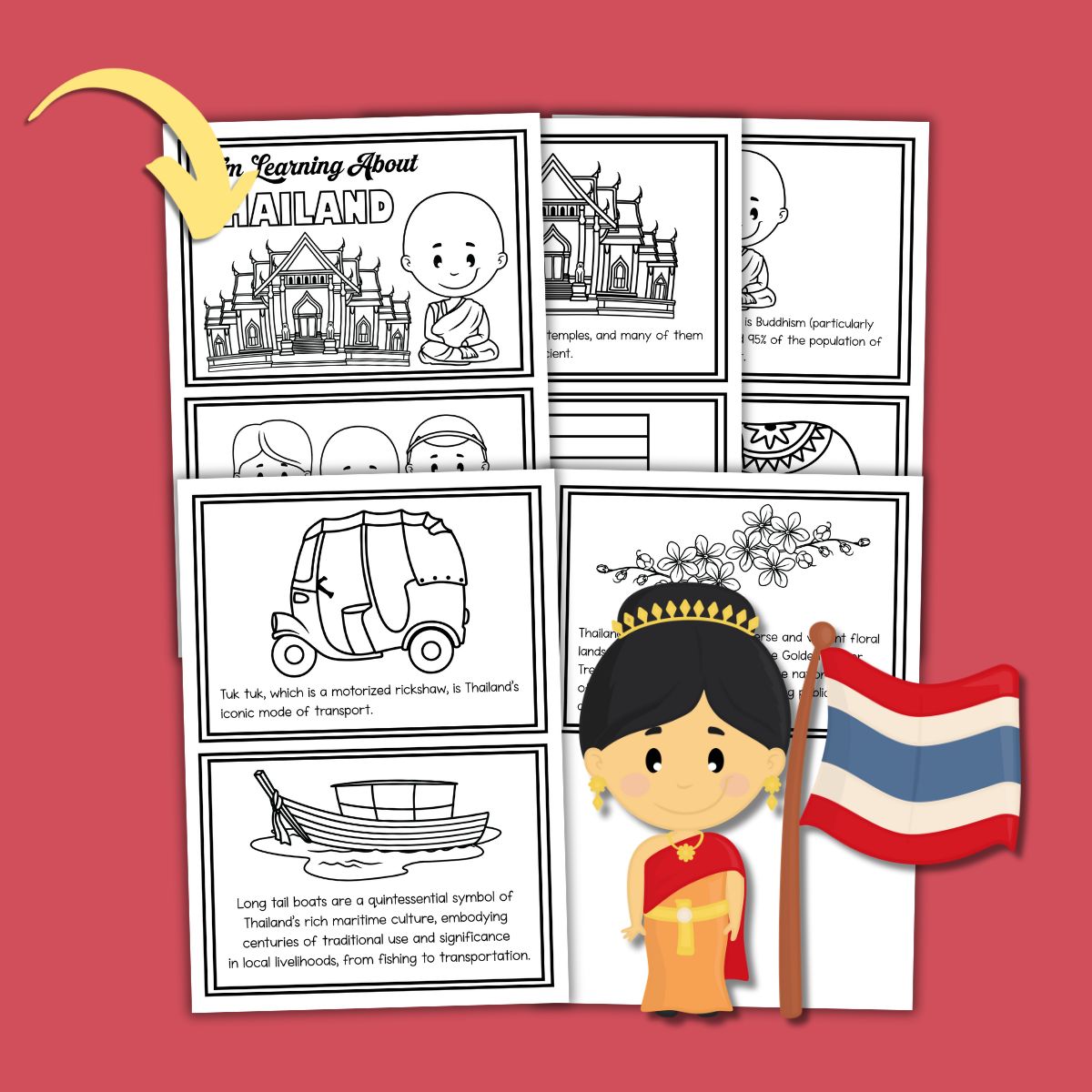Free Thailand Country Study Worksheets for Kids - A Toddler With a Pencil