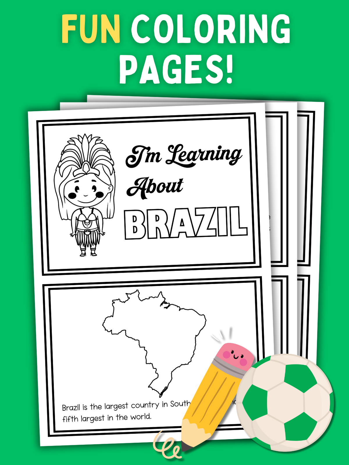 Free Brazil Country Study Worksheets for Kids - A Toddler With a Pencil