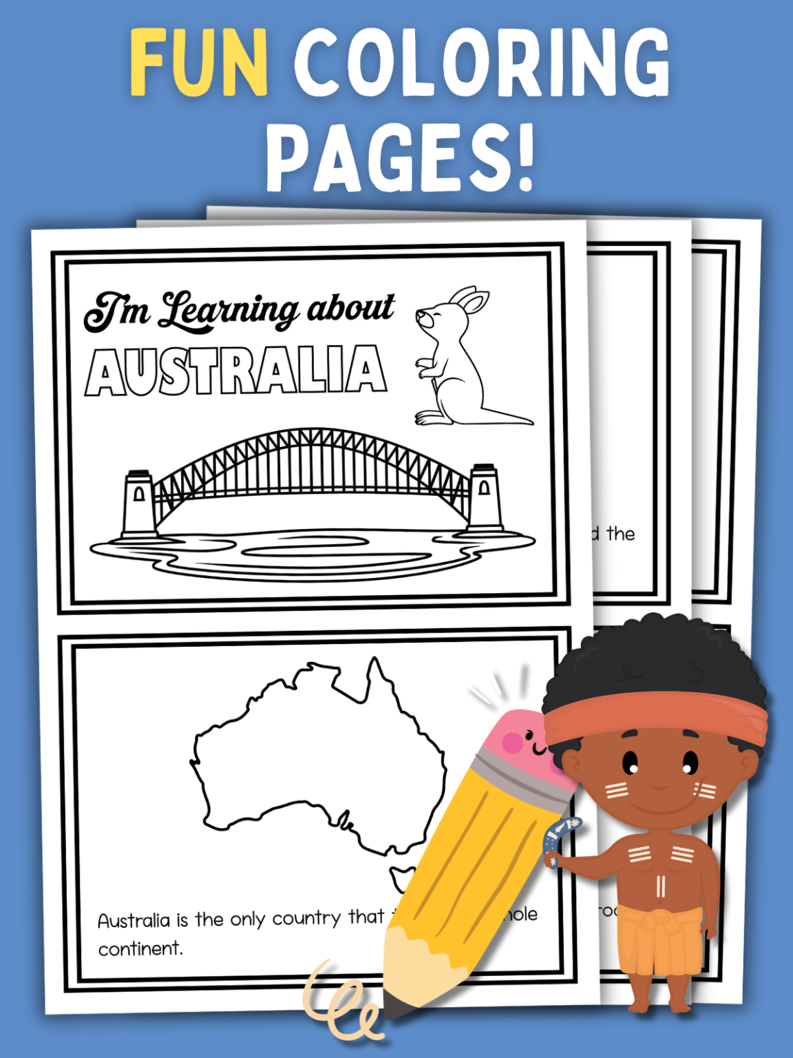 Free Australia Country Study Worksheets for Kids - A Toddler With a Pencil