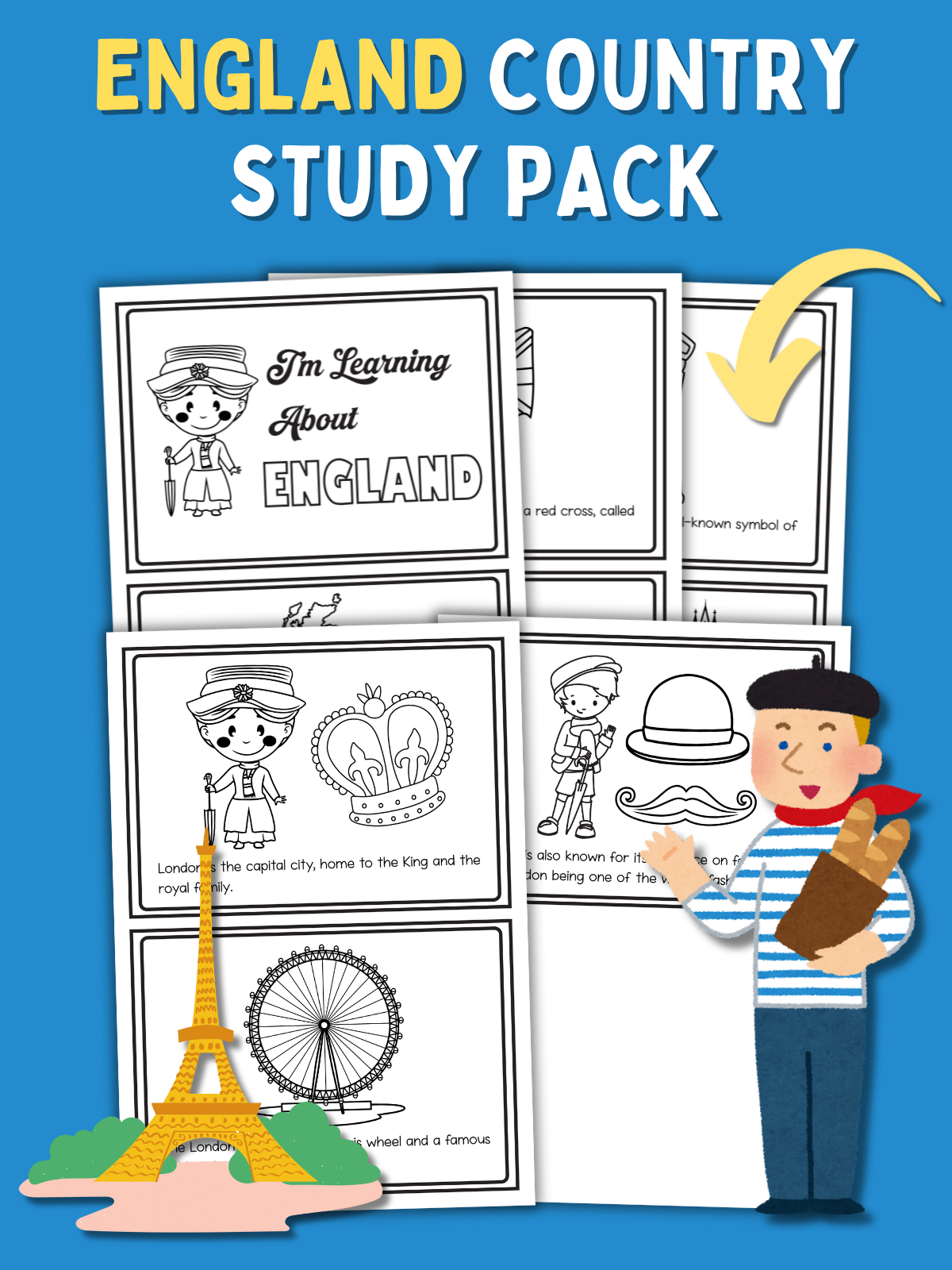Free England Country Study Worksheets for Kids - A Toddler With a Pencil