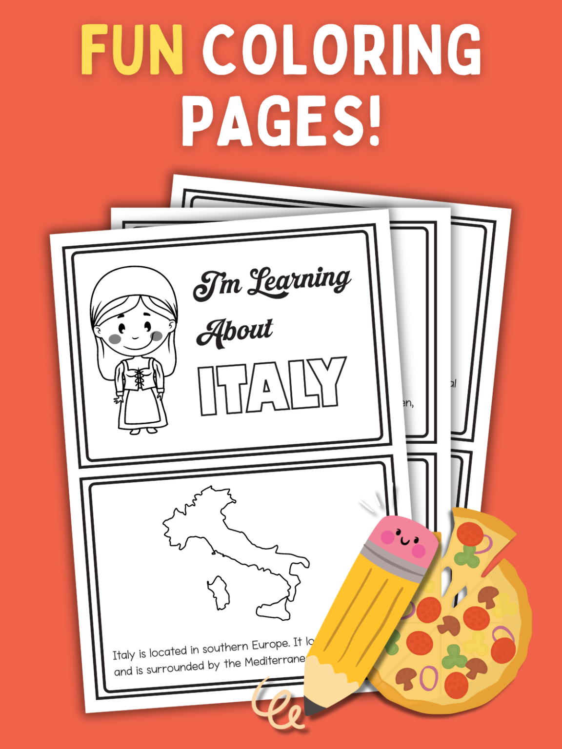 Free Italy Country Study Worksheets for Kids - A Toddler With a Pencil