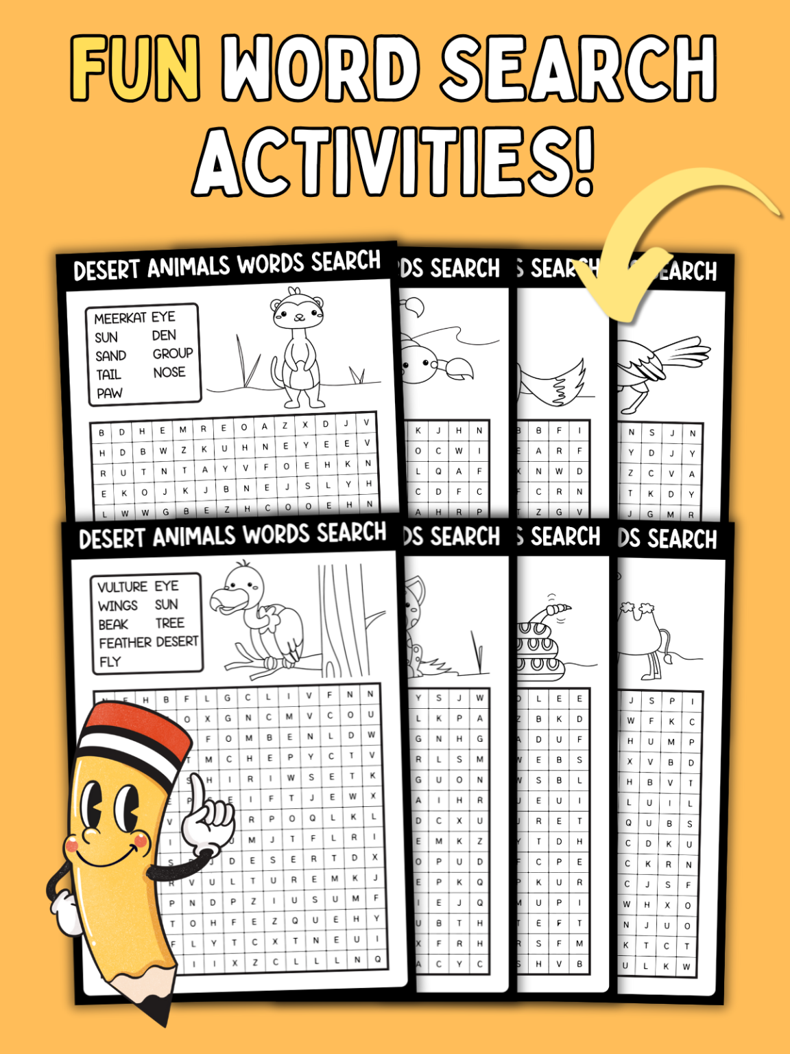 Free Desert Animals Word Search Printables for Kids - A Toddler With a ...