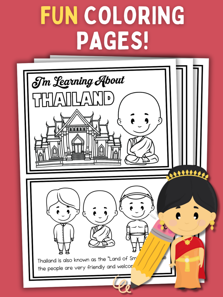 Free Thailand Country Study Worksheets for Kids - A Toddler With a Pencil