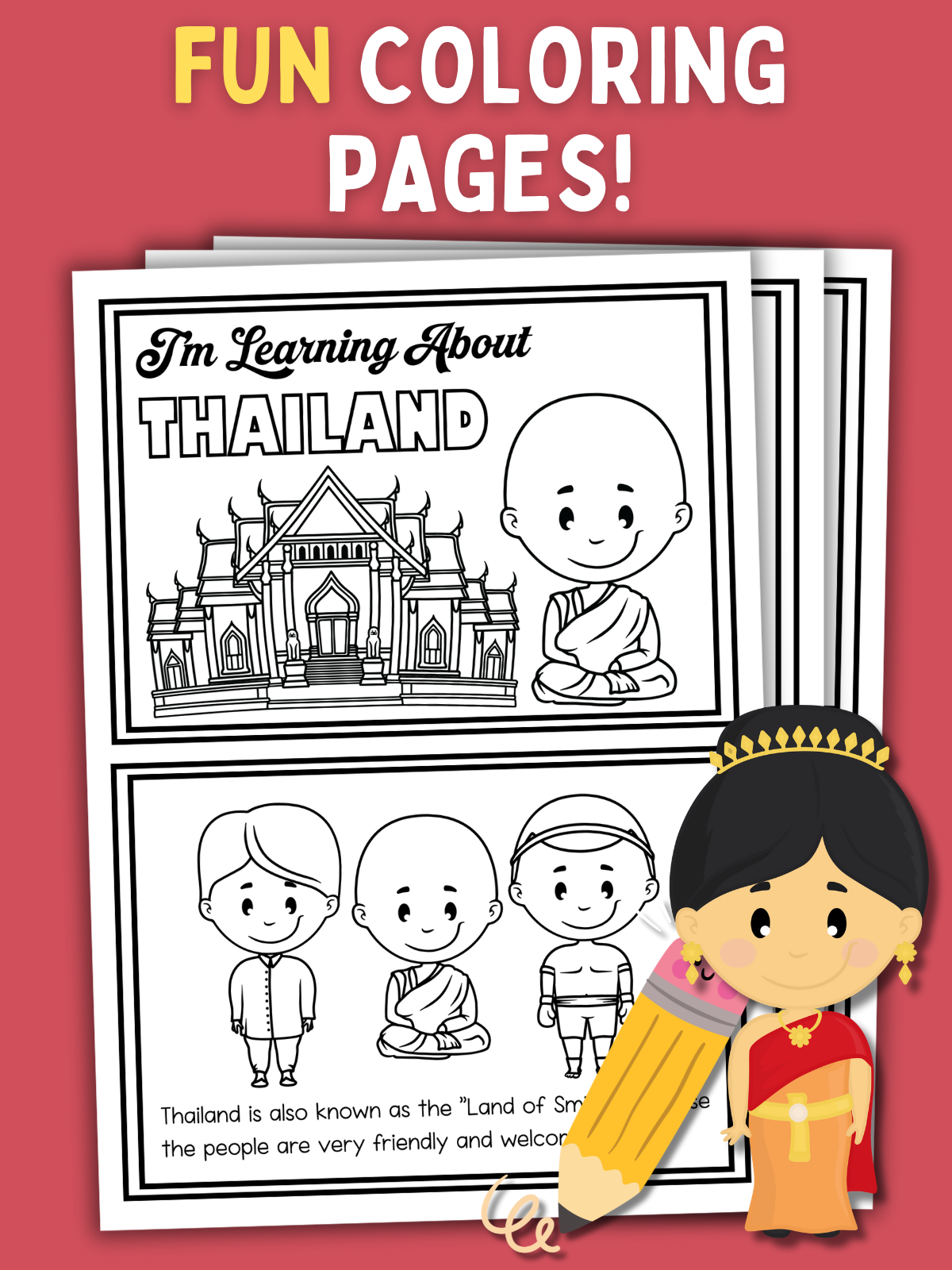 Free Thailand Country Study Worksheets for Kids - A Toddler With a Pencil