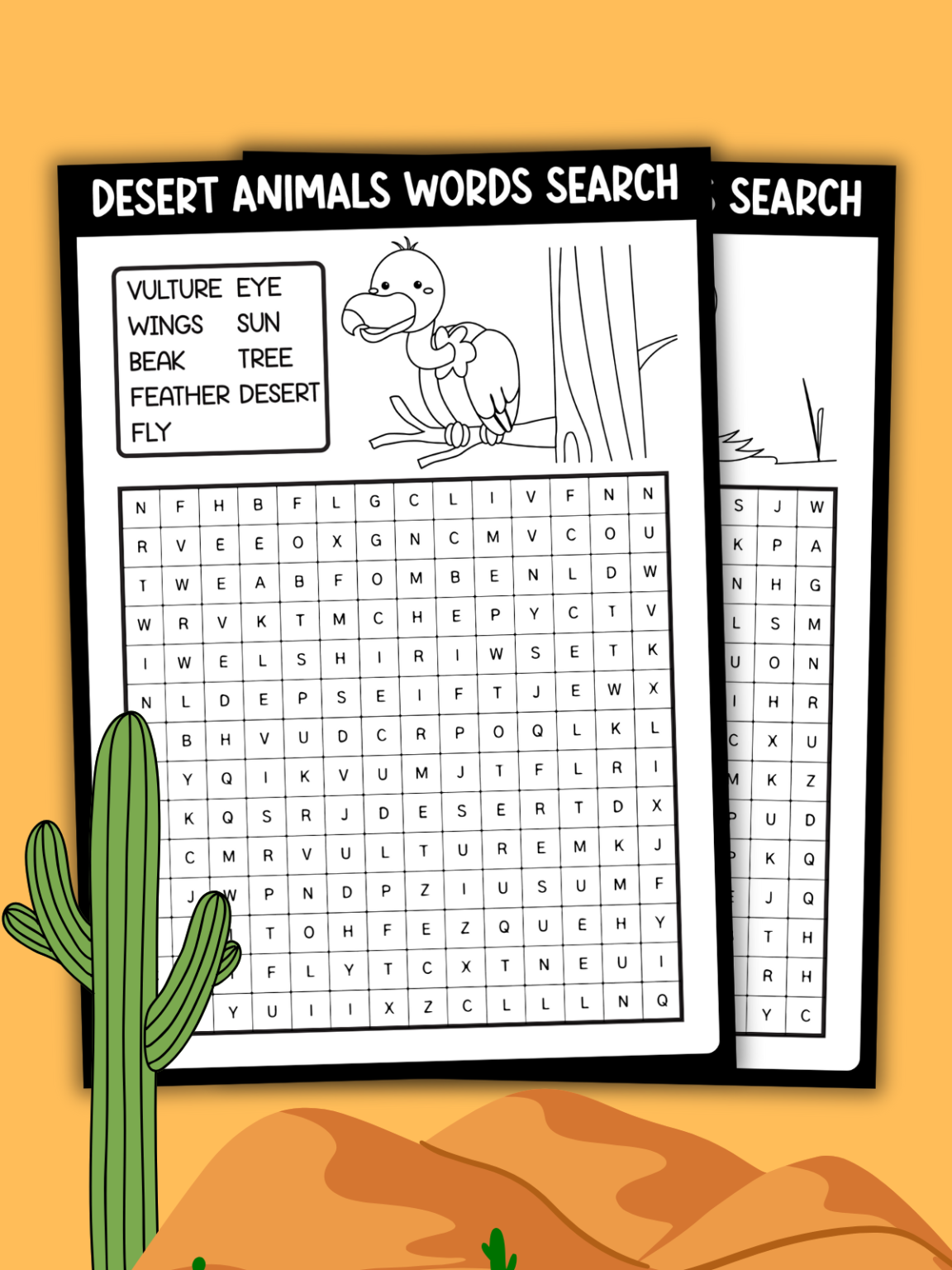 Free Desert Animals Word Search Printables for Kids - A Toddler With a ...